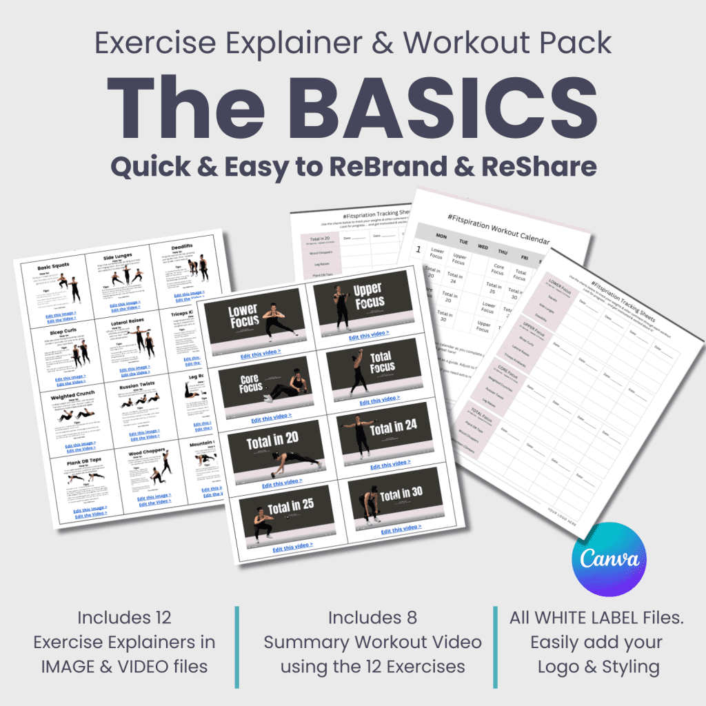The BASICS: Exercise Explainer & Workout Pack | White Label Workouts